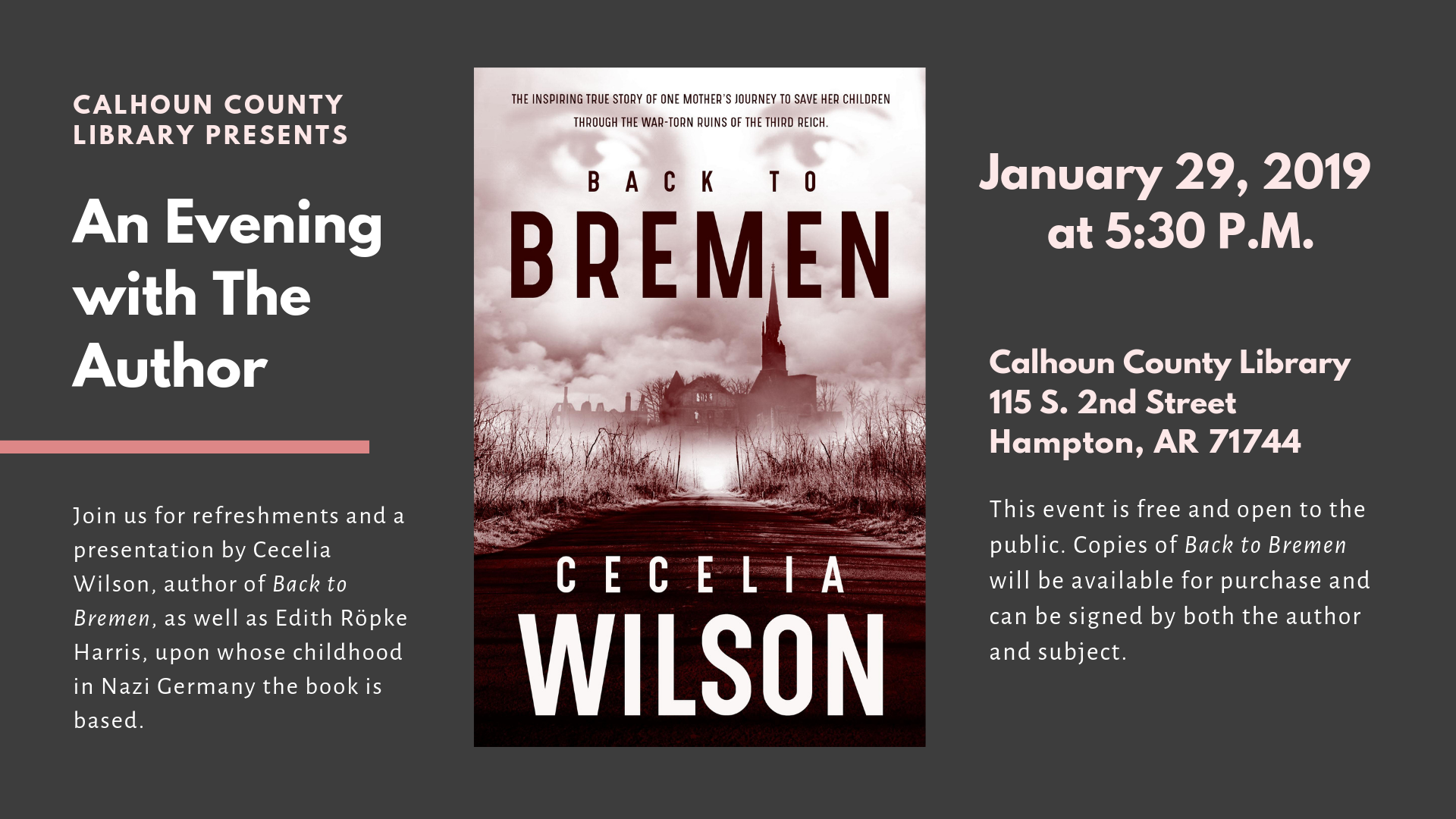 An Evening with the Author: Cecelia Wilson and Edith Röpke Harris ...
